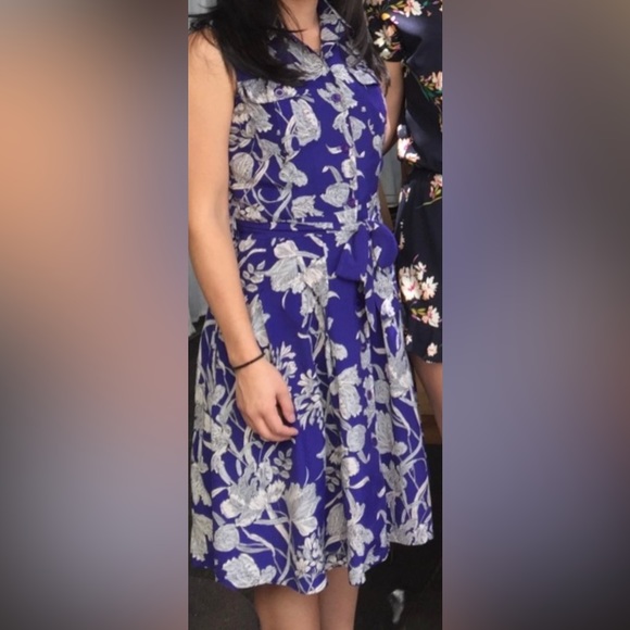 Dresses | Collared Blue Floral Sleeveless Aline Dress | Poshmark